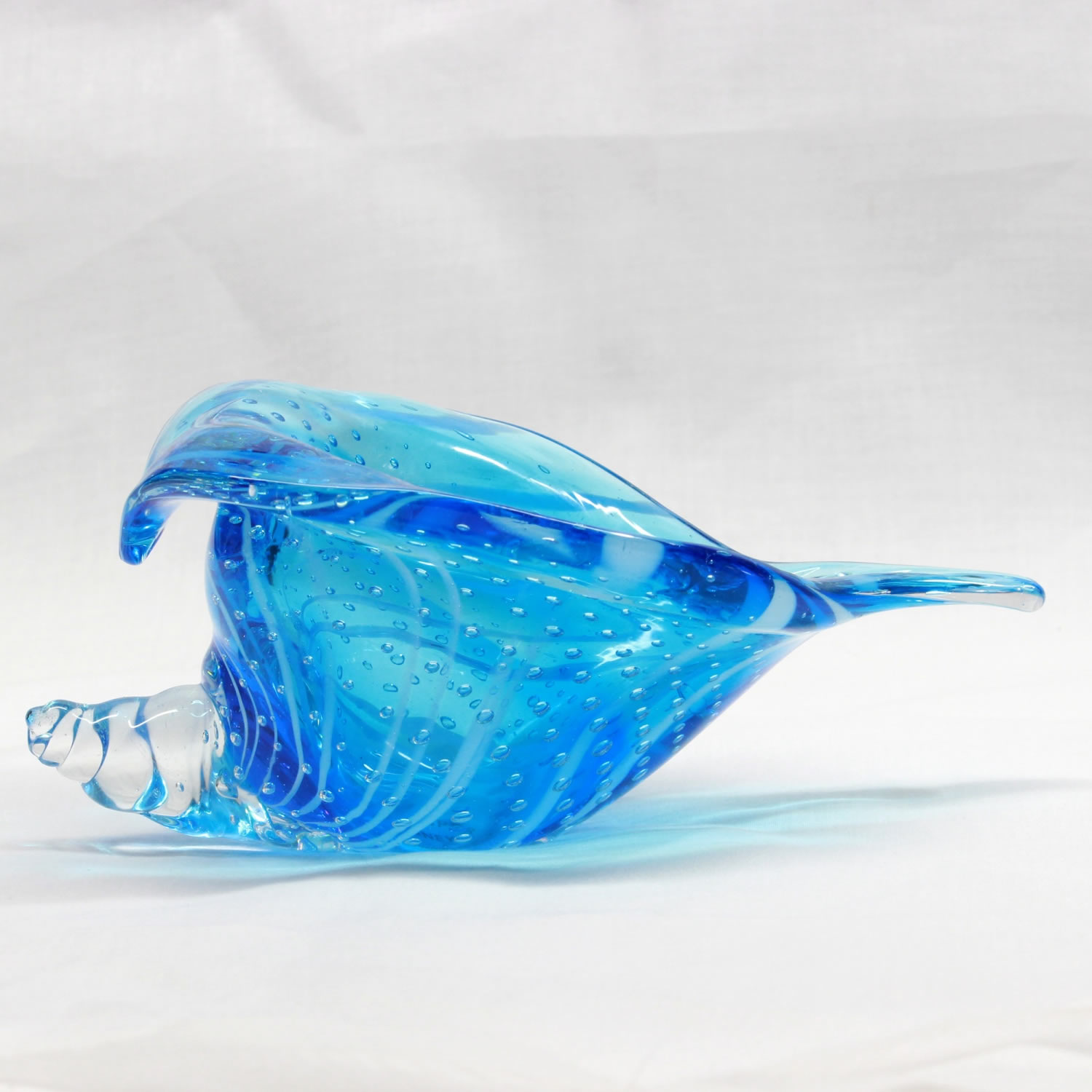 GF5123 BLUE SEA SHELL, KENJASPER, SEA SHELL, HAND MADE ART GLASS FIGUR