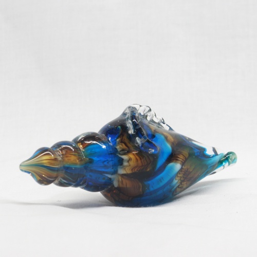 MINI BLUE AND BROWN SHELL | KENJASPER, SEA SHELL, HAND MADE ART GLASS ...